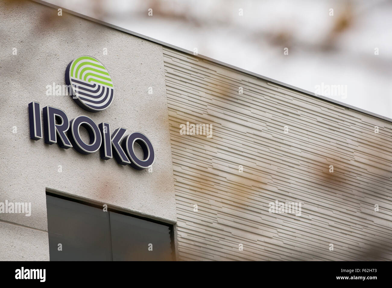 A logo sign outside of the headquarters of Iroko Pharmaceuticals, LLC ...