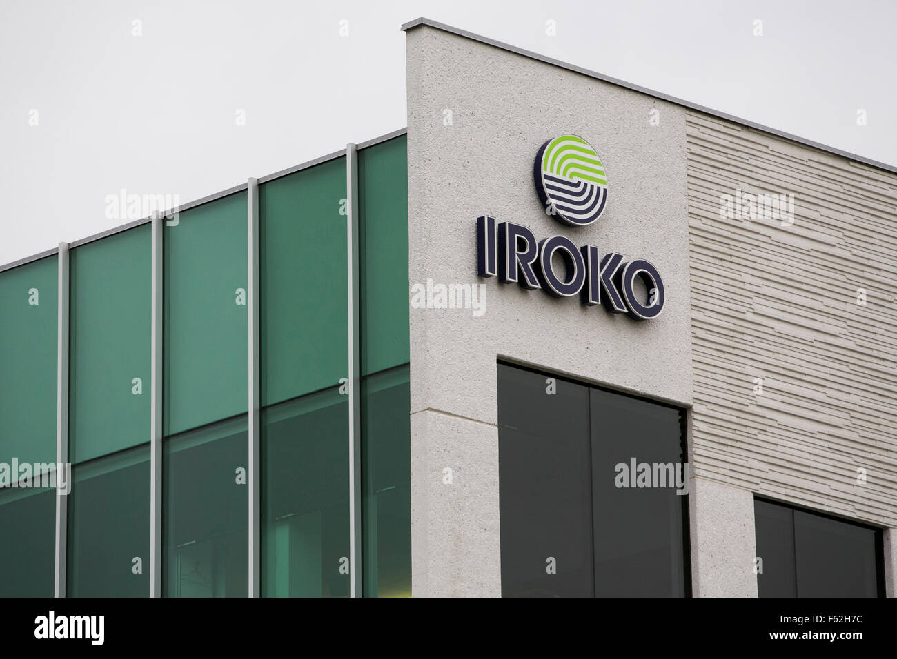 A logo sign outside of the headquarters of Iroko Pharmaceuticals, LLC ...