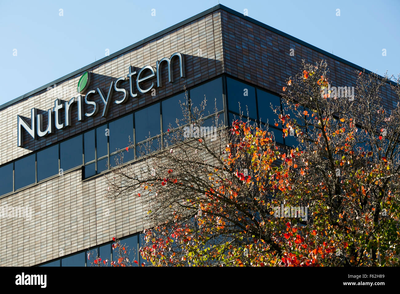 A logo sign outside of the headquarters of Nutrisystem, Inc., in Fort ...