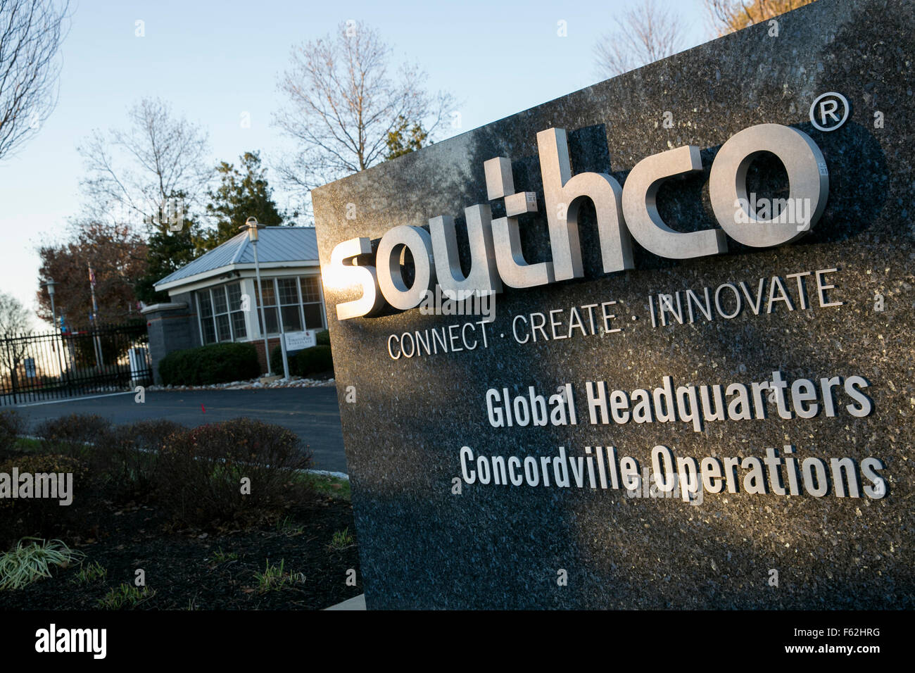 A logo sign outside of the headquarters of Southco, Inc., in Thornton ...