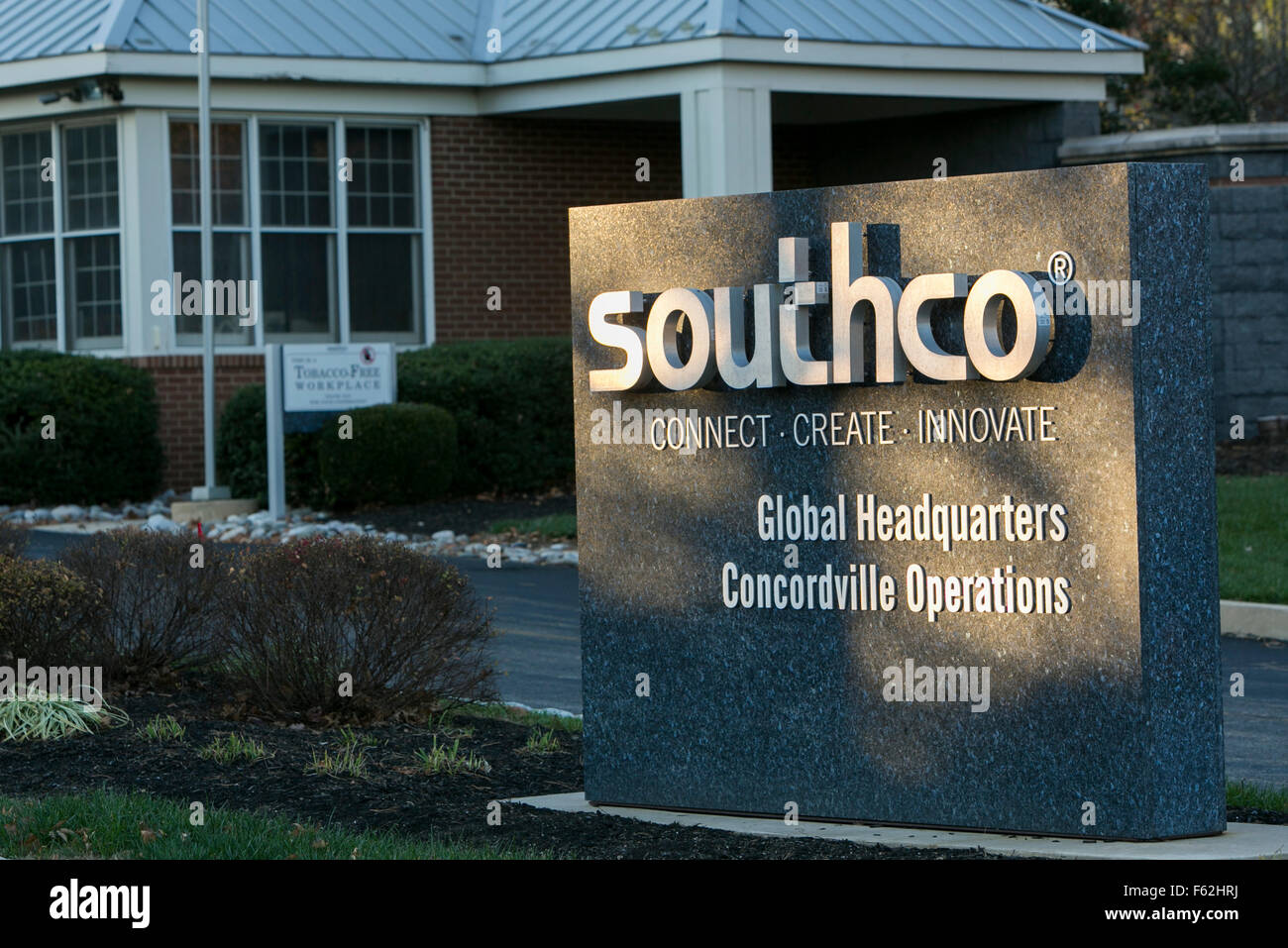 A logo sign outside of the headquarters of Southco, Inc., in Thornton ...