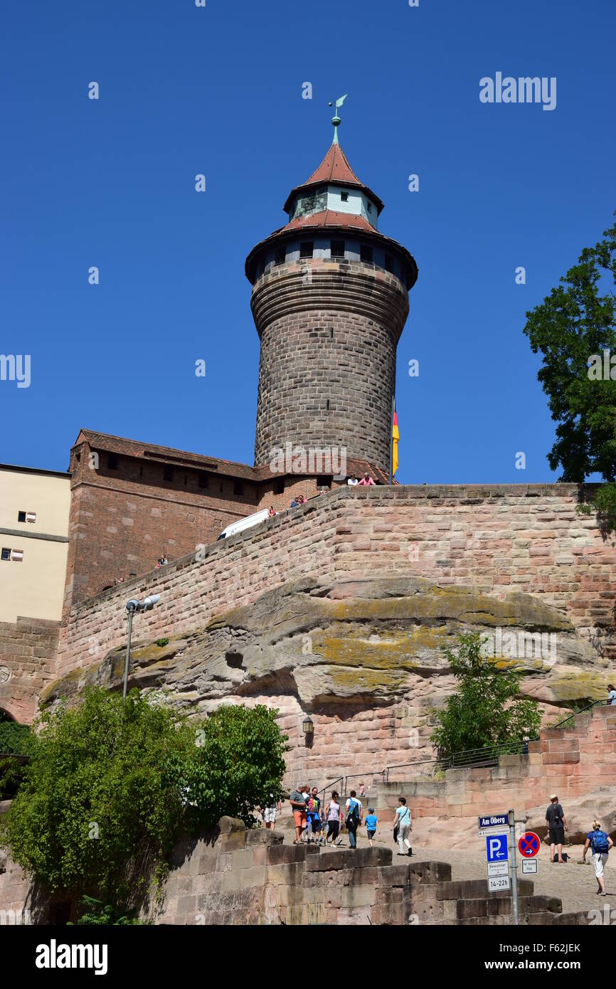 View on the Imperial Castle (Kaiserburg) with the Sinwellturm tower in ...