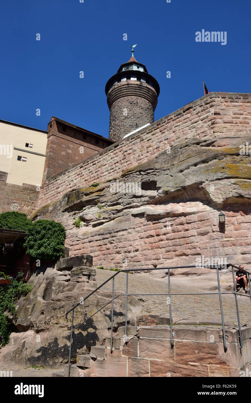 View on the Imperial Castle (Kaiserburg) with the Sinwellturm tower in ...