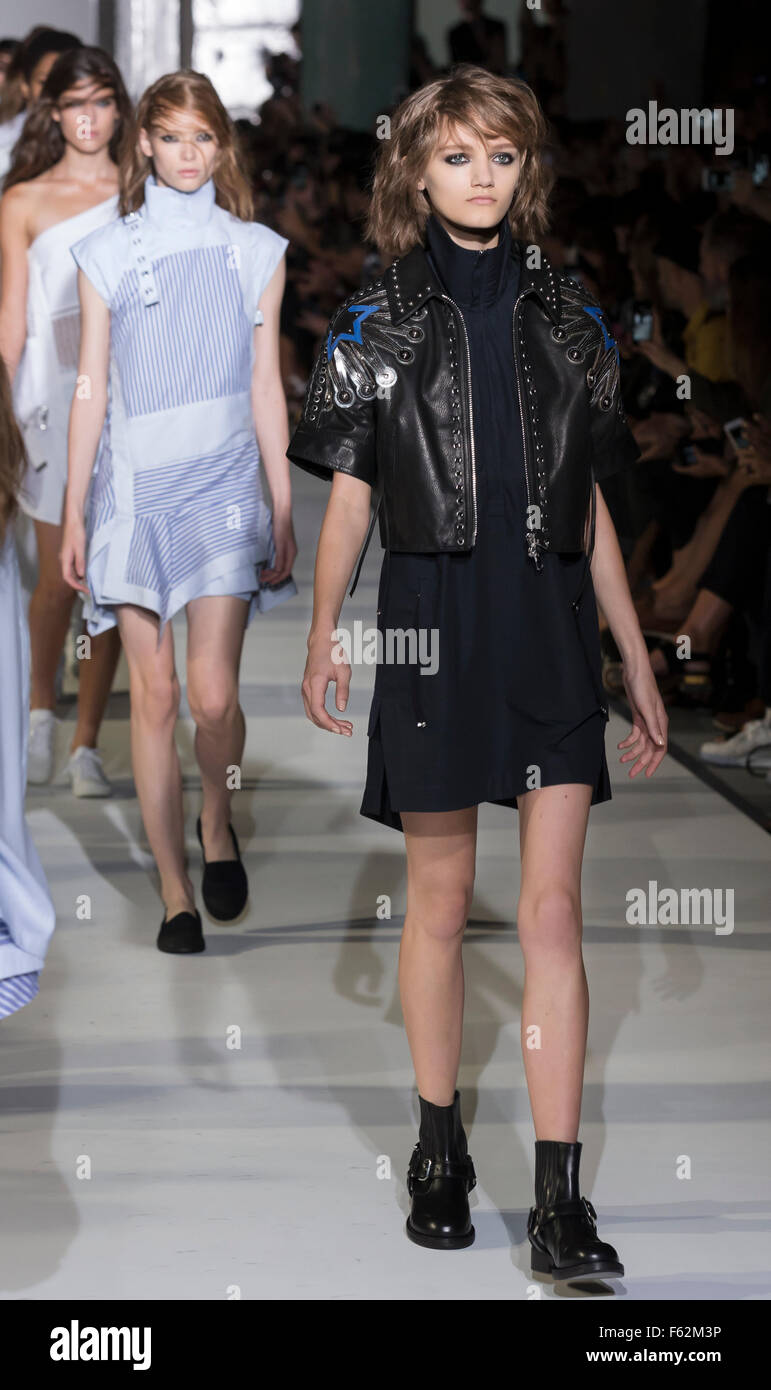 New York, NY - September 15, 2015: Peyton Knight walks the runway at ...
