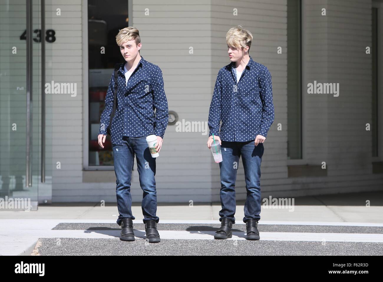 Jedward (John and Edward Grimes) spotted posing with fans at Starbucks ...