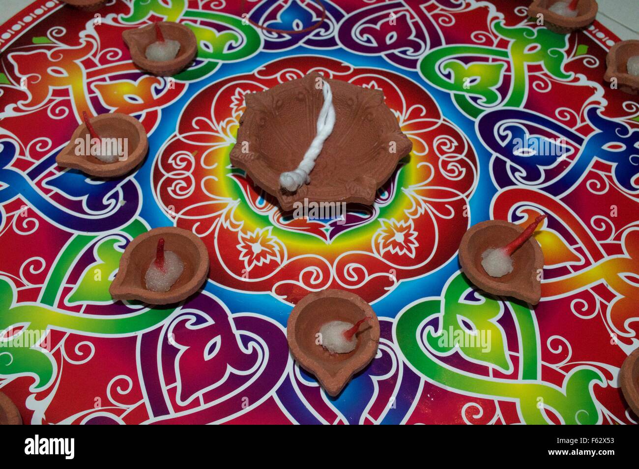 Hindu festival diwali with colorful rangoli Stock Photo - Alamy