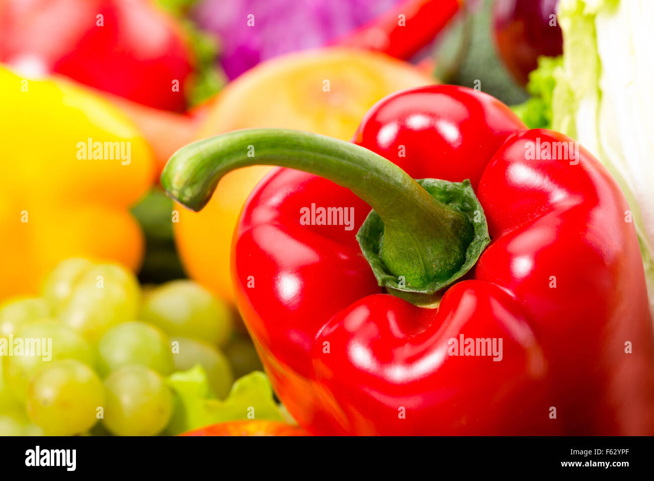 Red glossy Pepper. Close-up photo. Fresh vegetables Stock Photo - Alamy