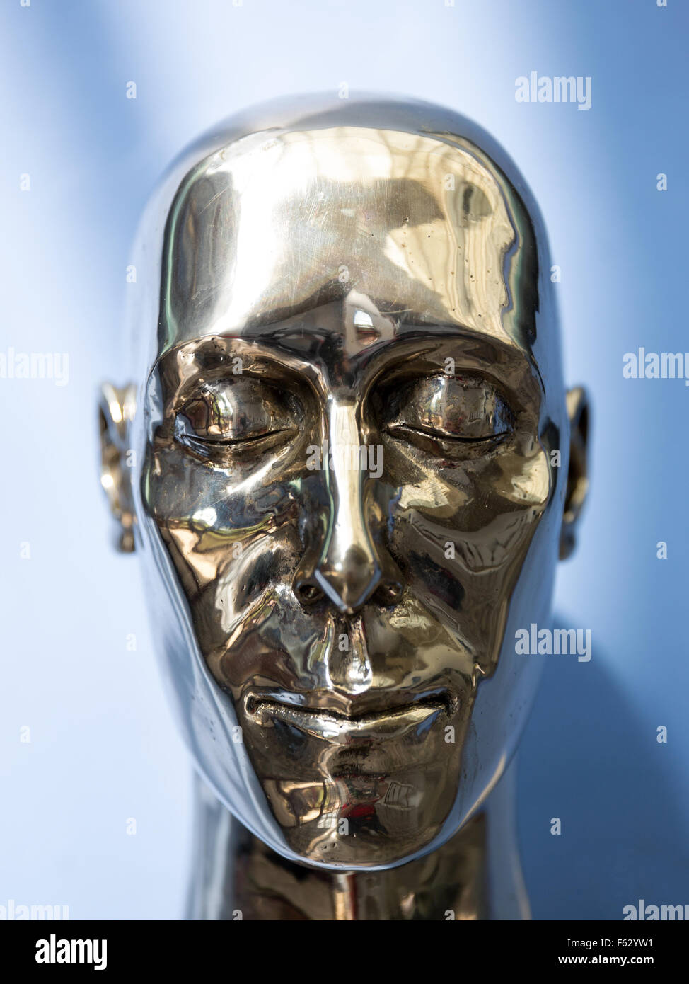 Portrait of iron head with closed eyes Stock Photo - Alamy