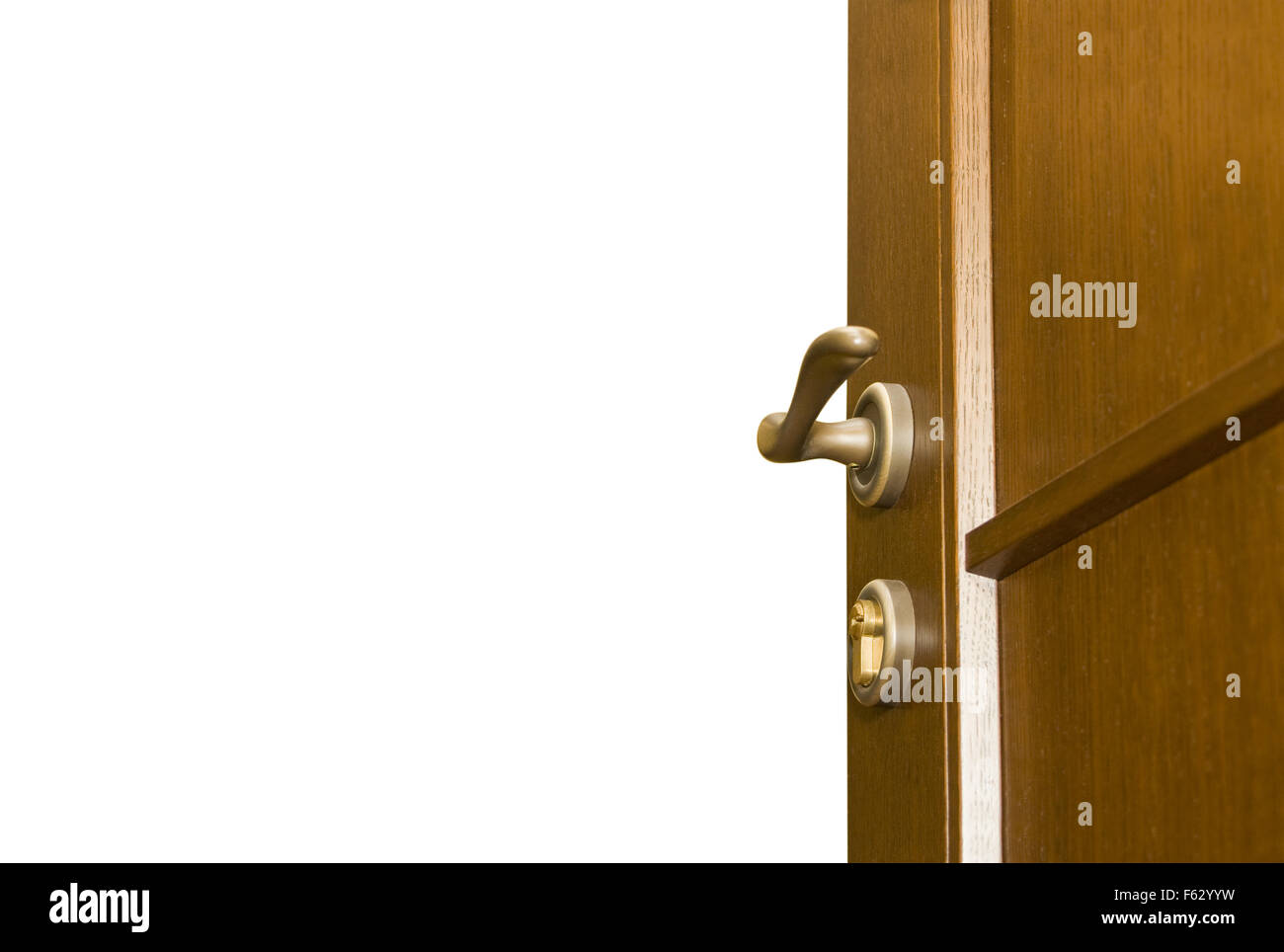Open wooden door. Isolated on white background Stock Photo - Alamy