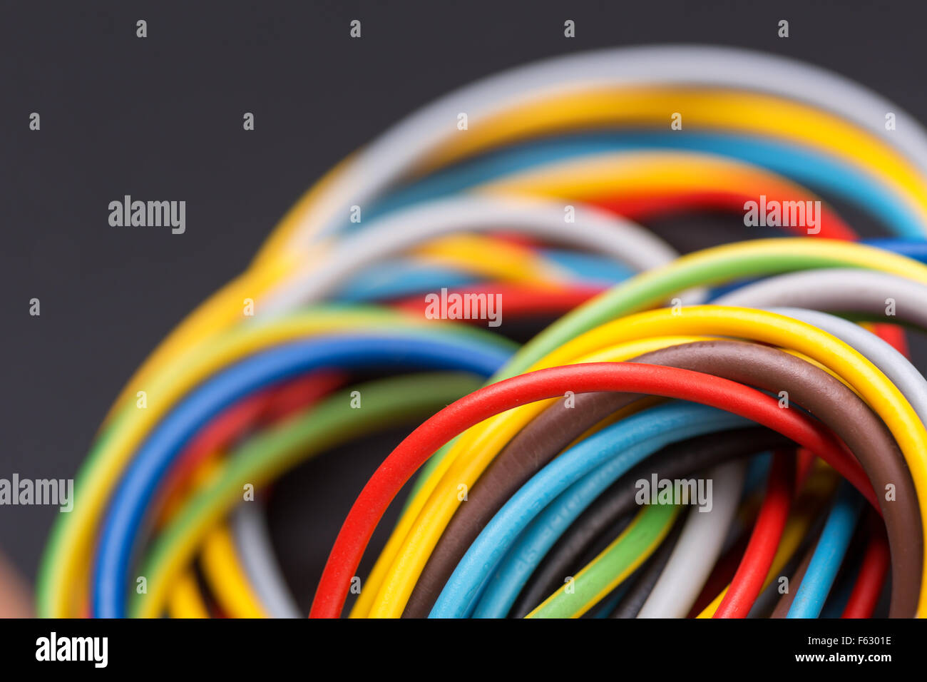 Colorful power cables closeup picture Stock Photo - Alamy