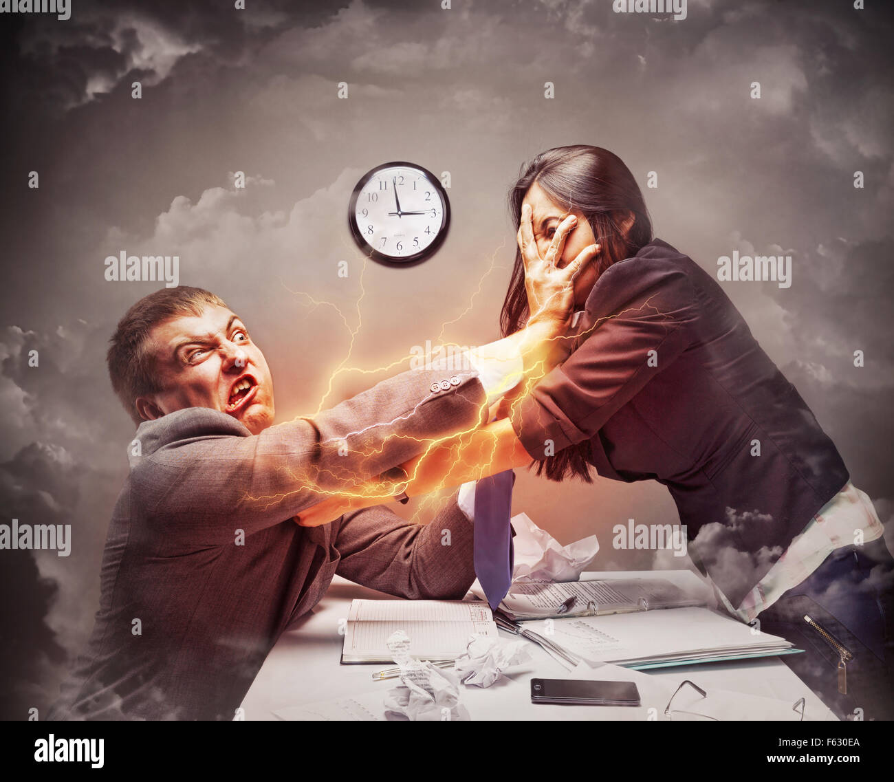 High stress fight in office Stock Photo - Alamy