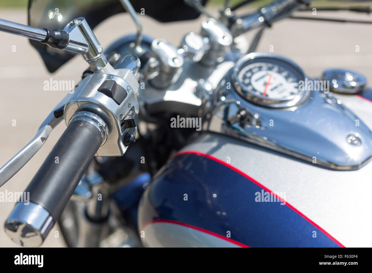 Chromed handlebar of a motorcycle Stock Photo - Alamy