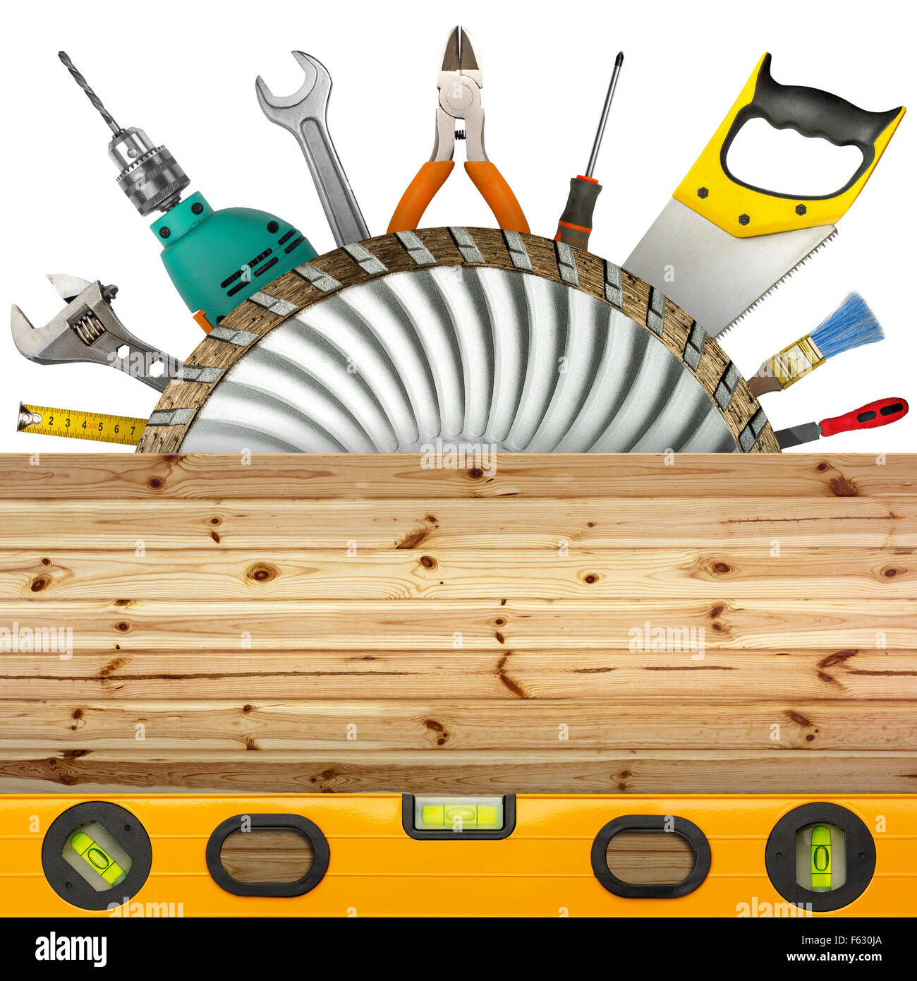 Set of industrial tools. Isolated on white Stock Photo - Alamy