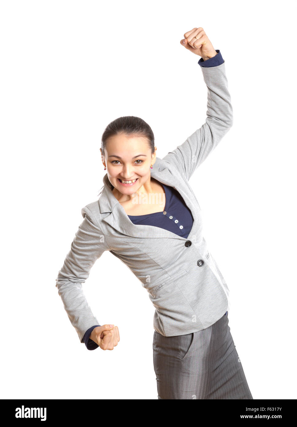 Happy woman isolated on white background Stock Photo - Alamy