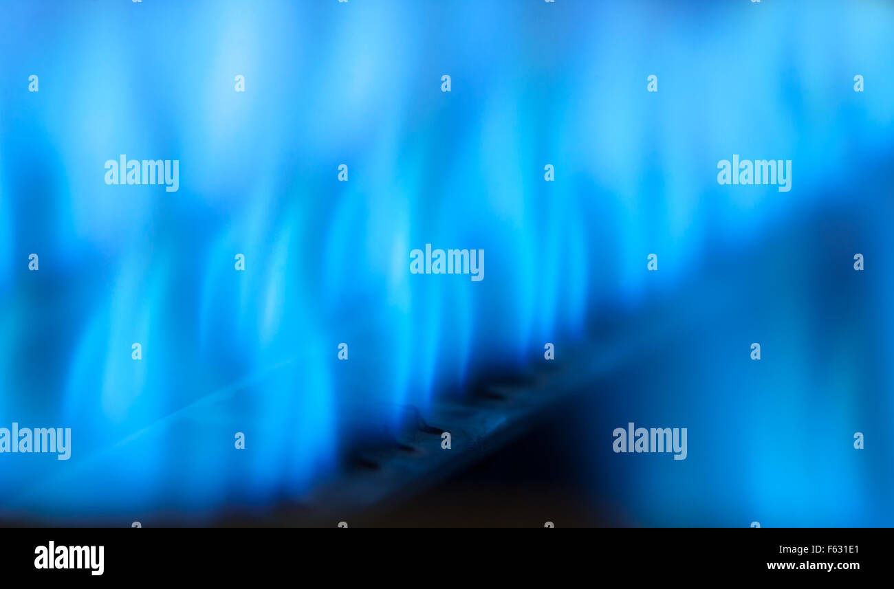 Close-up view of blue flames in gas boiler Stock Photo - Alamy