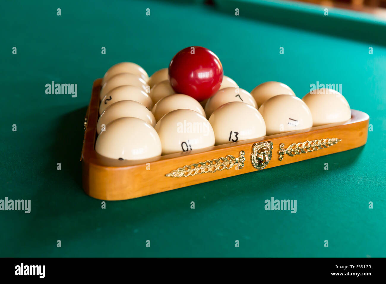 Luxurious billiard table with balls in order Stock Photo - Alamy