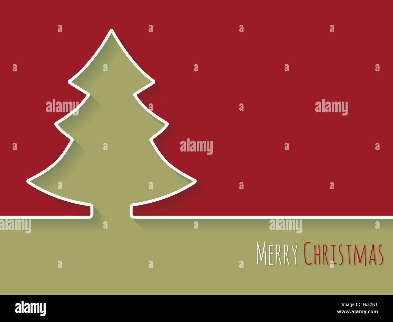 Simplistic christmas greeting card design with white line tree Stock ...