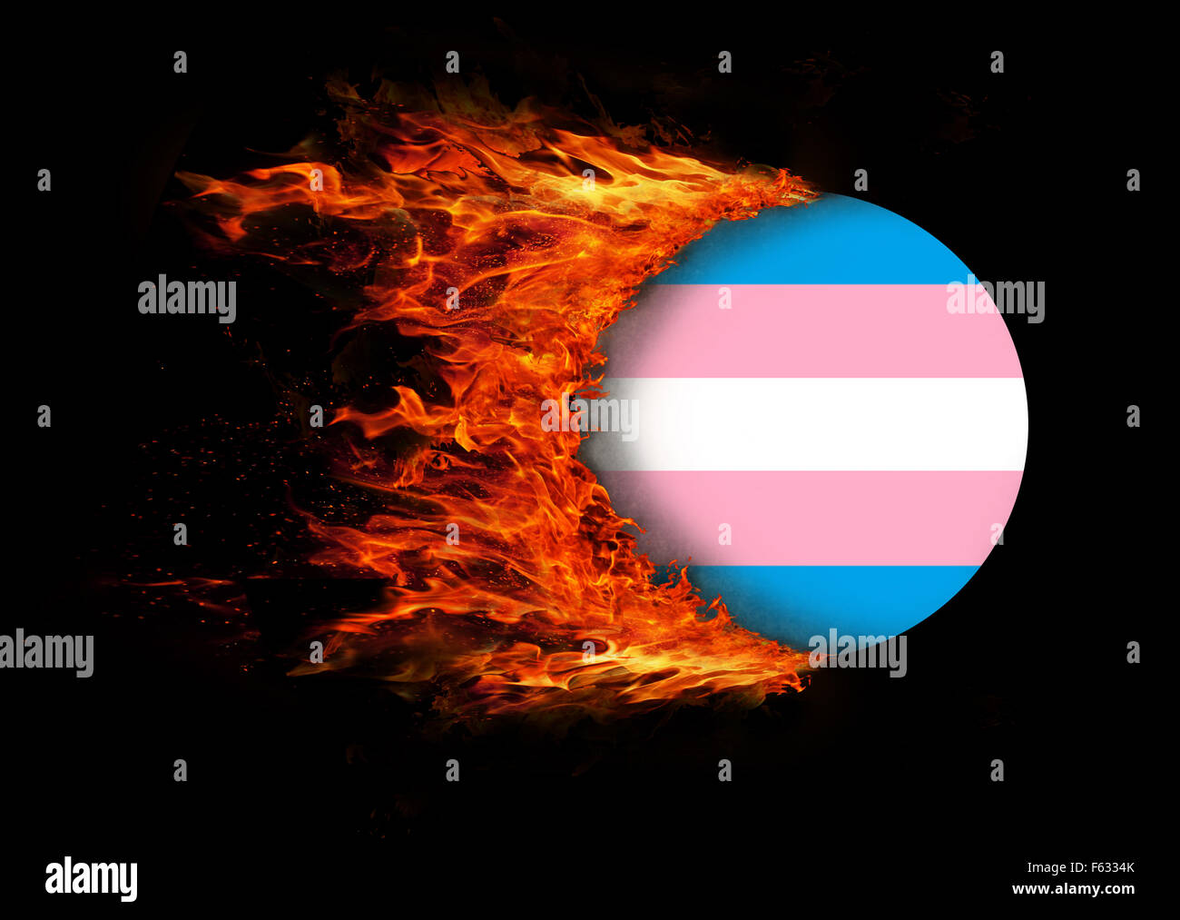Concept of speed - Flag with a trail of fire - Trans Pride Stock Photo ...