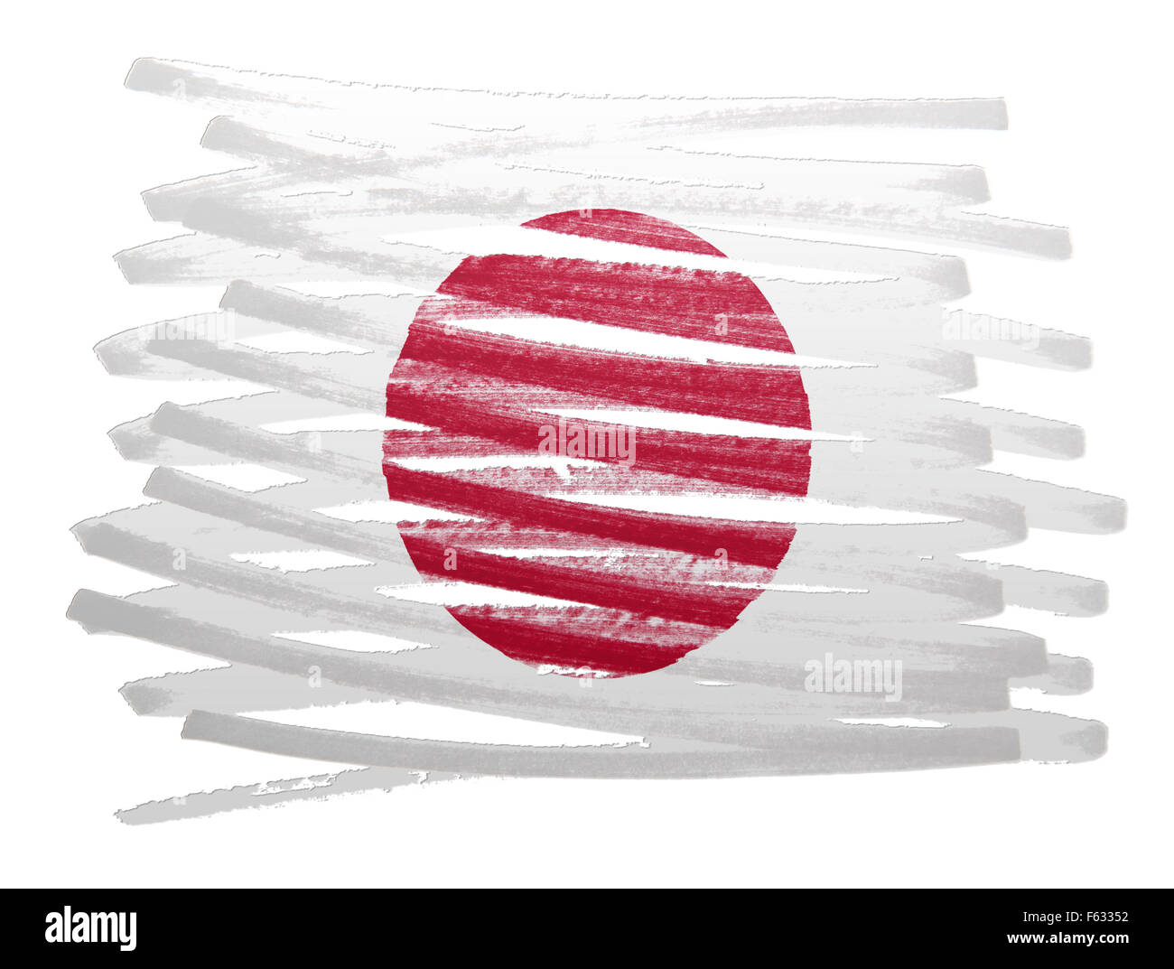 Flag illustration made with pen - Japan Stock Photo - Alamy