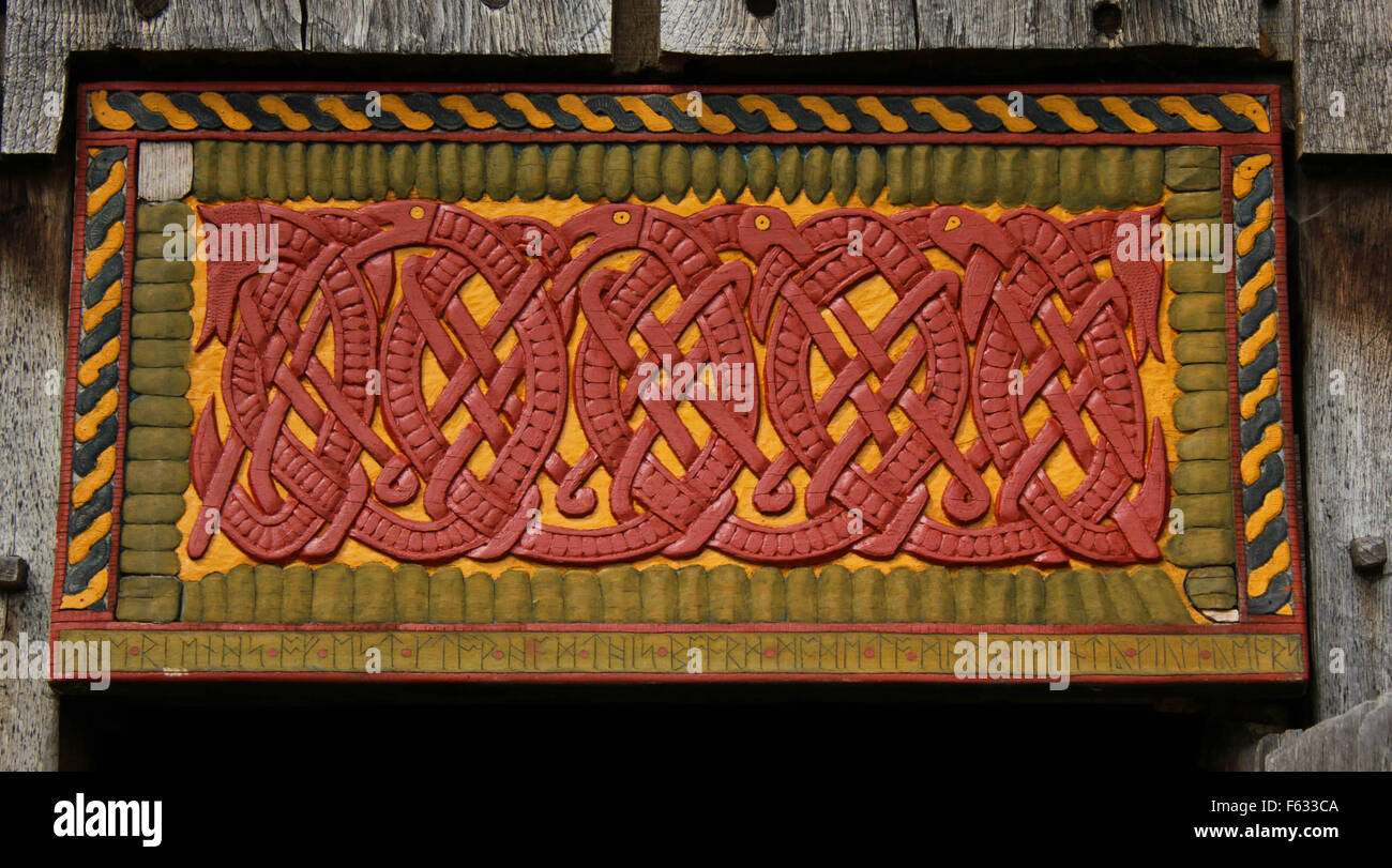 Saxon hall entrance carving, West Stow Stock Photo - Alamy