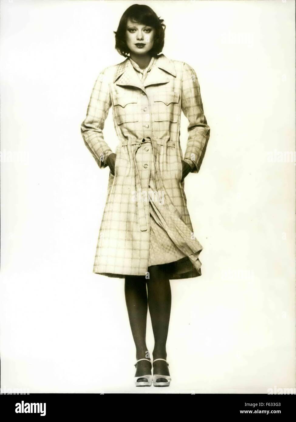 1973 - Summer fashions. Photo shows all-wool pink coat designed by ...