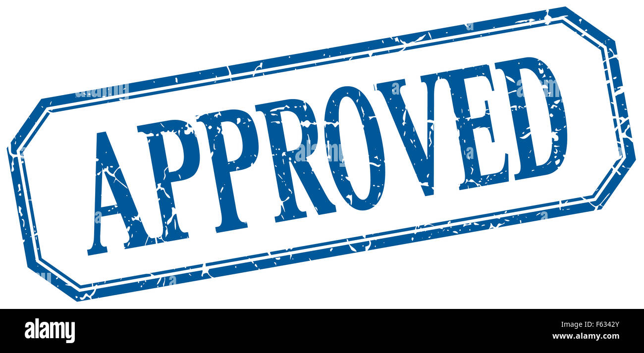 approved square blue grunge vintage isolated label Stock Photo - Alamy