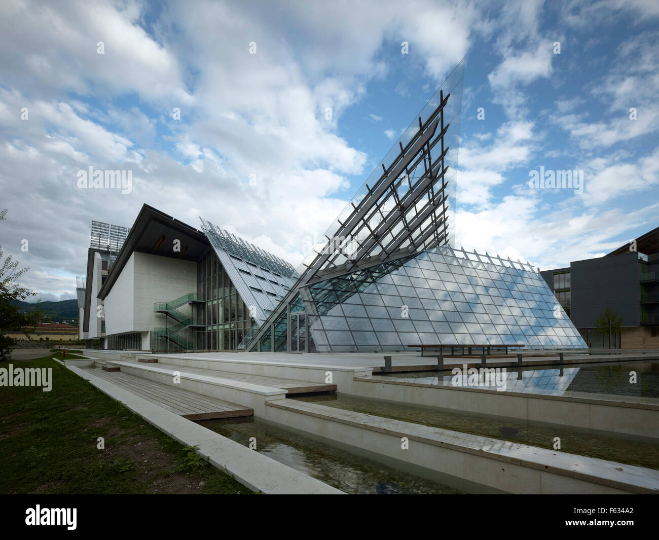Angular glass panelling of greenhouse. MUSE Science Museum, Trentino ...