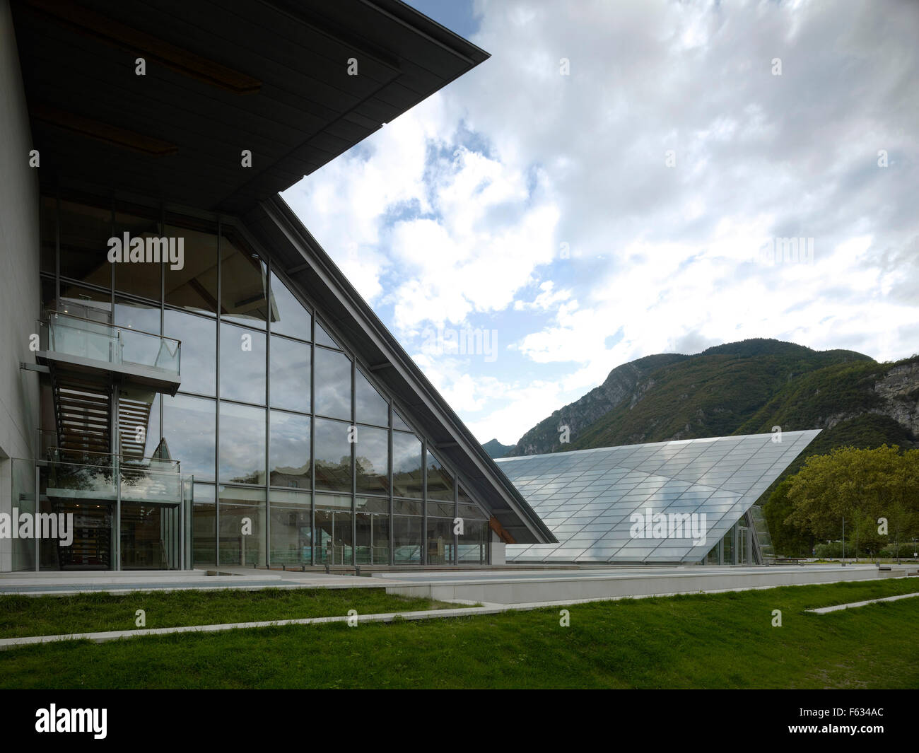 Angular glass panelling of facade and greenhouse. MUSE Science Museum ...