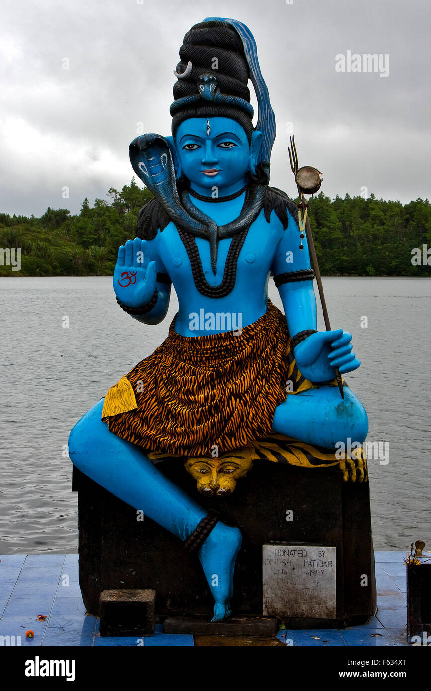 marble blue wood statue of a Hinduism snake Shiva vishnu Brahma in a ...