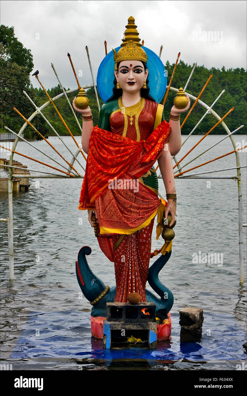 marble wood statue of a Hinduism women Shiva vishnu Brahma in a temple ...
