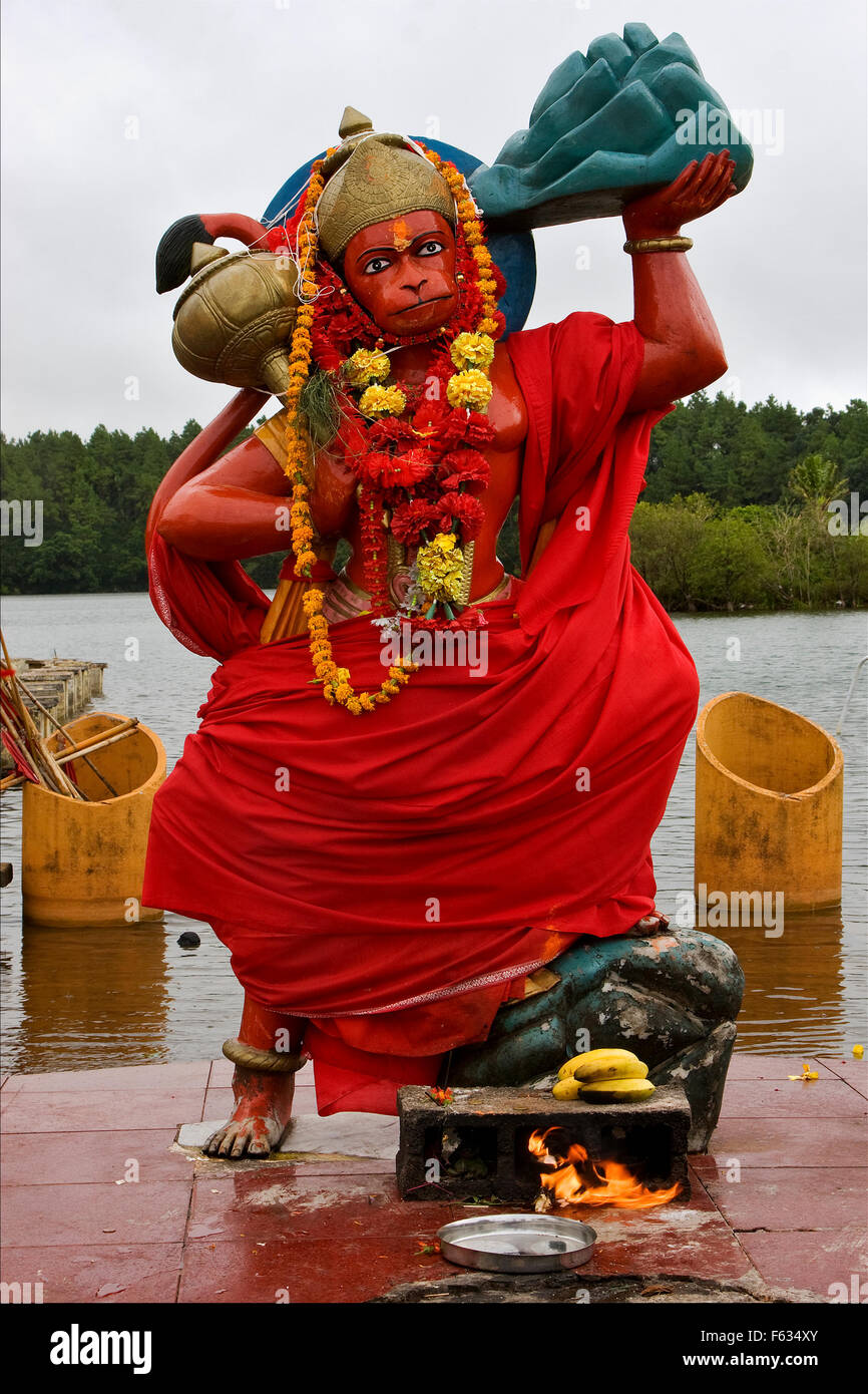 marble wood statue of a Hinduism monkey Shiva vishnu Brahma in a temple ...
