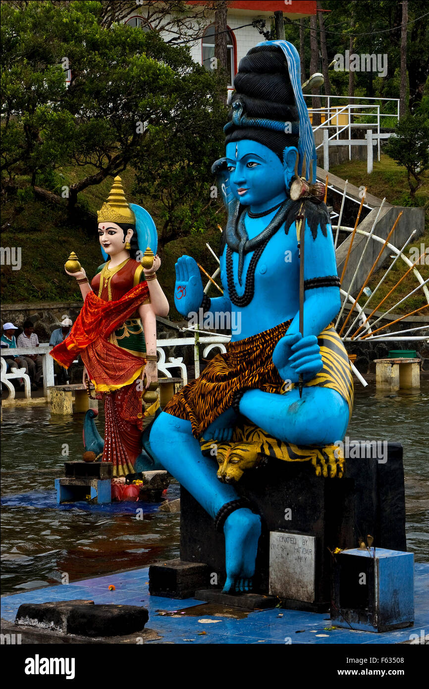 marble blue wood statue of a Hinduism snake Shiva vishnu Brahma in a ...