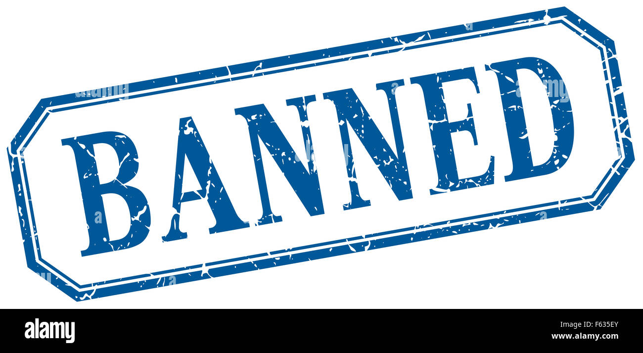 banned square blue grunge vintage isolated label Stock Photo - Alamy