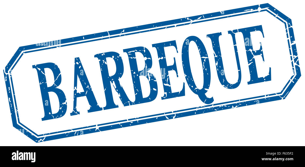 barbeque square blue grunge vintage isolated label Stock Photo - Alamy
