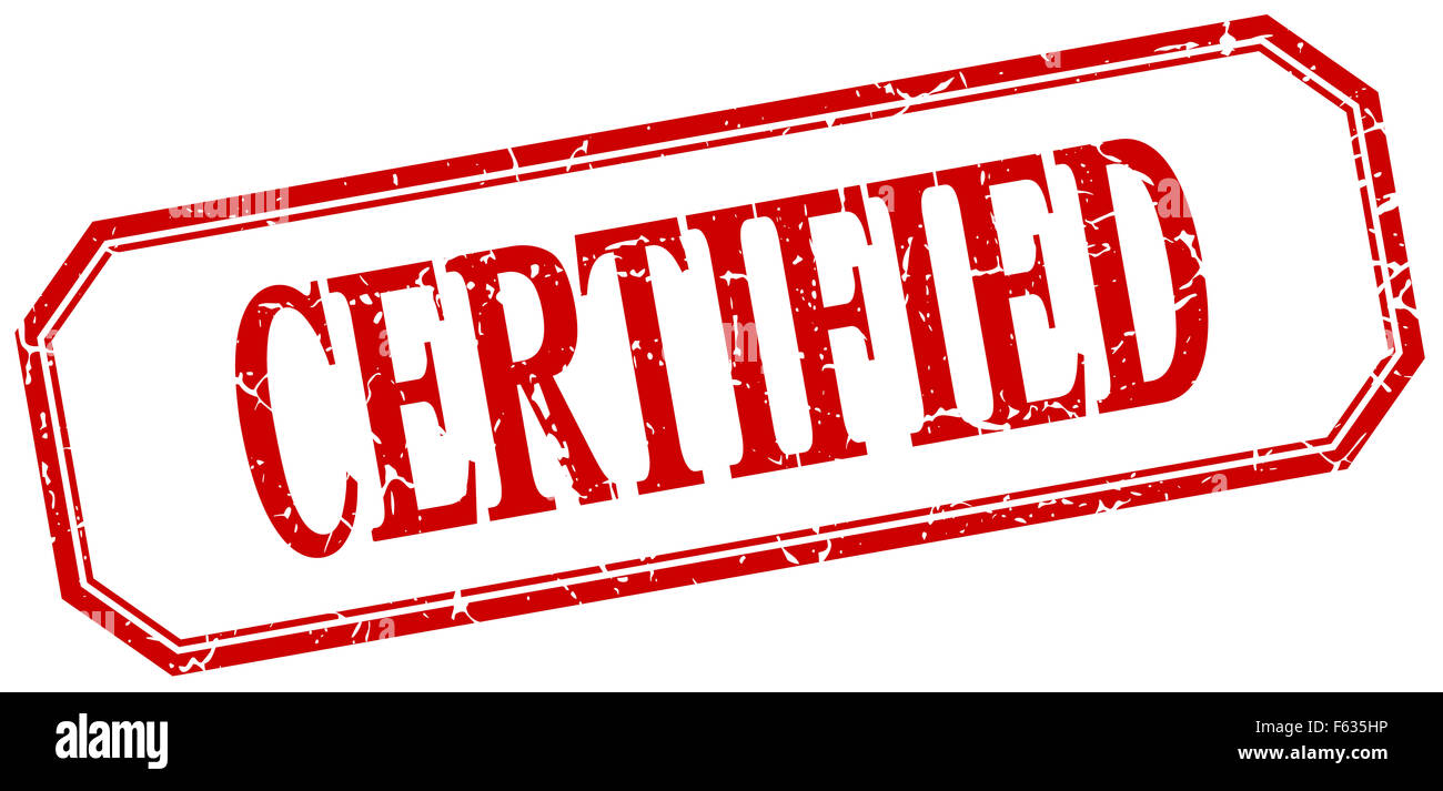 certified square red grunge vintage isolated label Stock Photo - Alamy