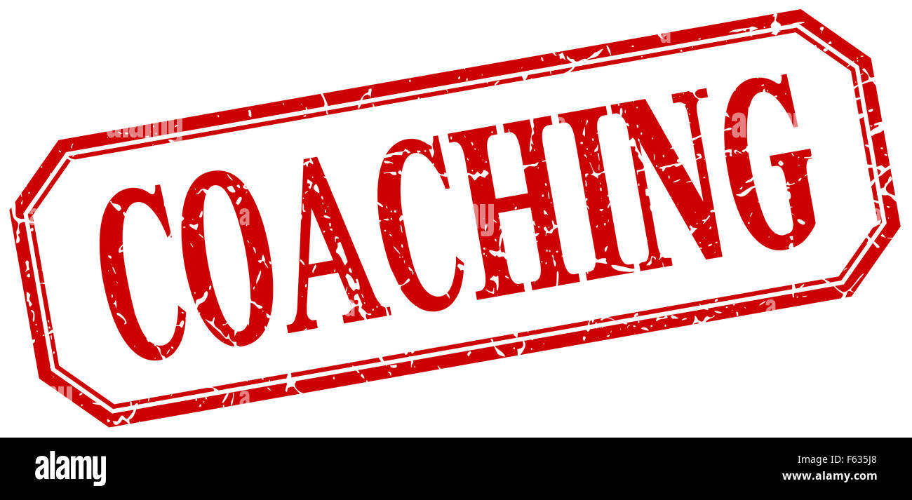 coaching square red grunge vintage isolated label Stock Photo - Alamy