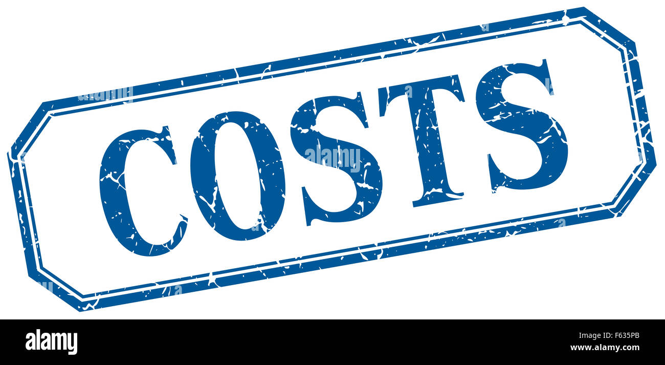 costs square blue grunge vintage isolated label Stock Photo - Alamy