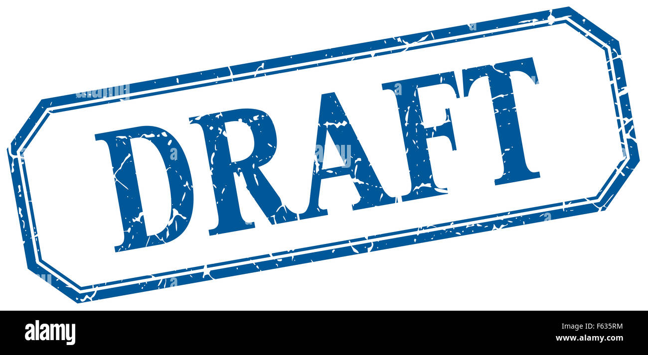 draft square blue grunge vintage isolated label Stock Photo - Alamy