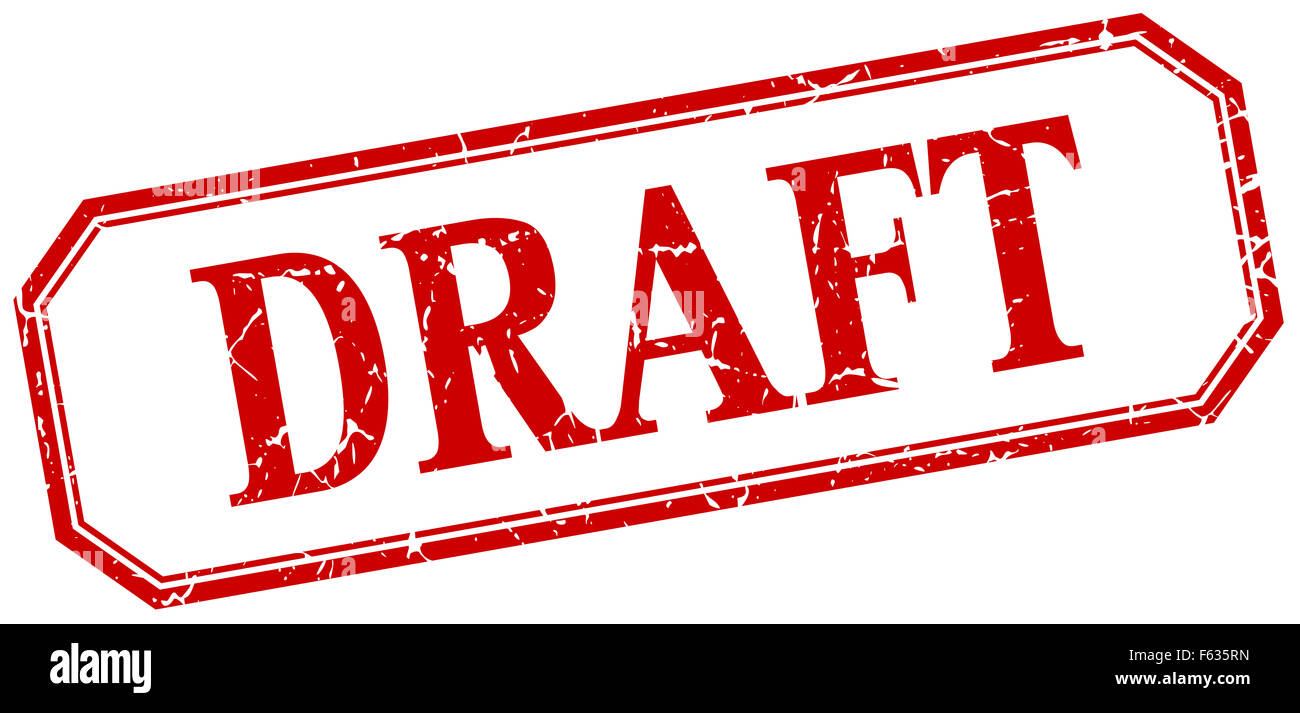 draft square red grunge vintage isolated label Stock Photo - Alamy