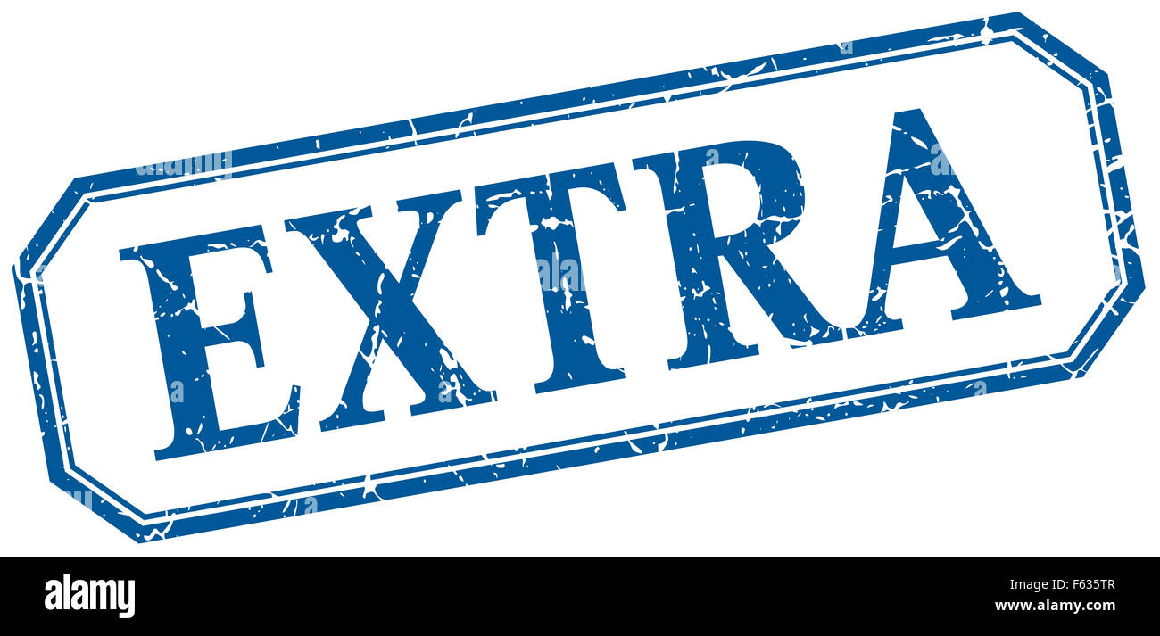 extra square blue grunge vintage isolated label Stock Photo - Alamy