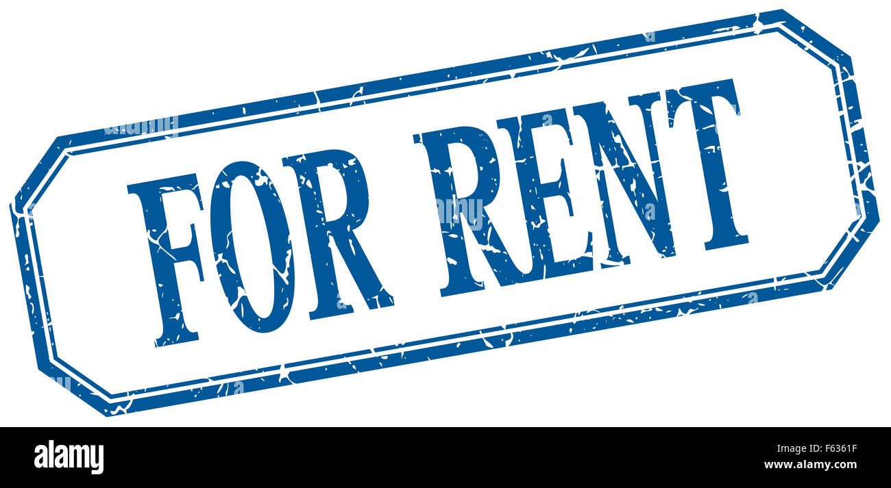 for rent square blue grunge vintage isolated label Stock Photo - Alamy