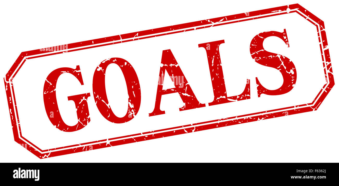 goals square red grunge vintage isolated label Stock Photo - Alamy