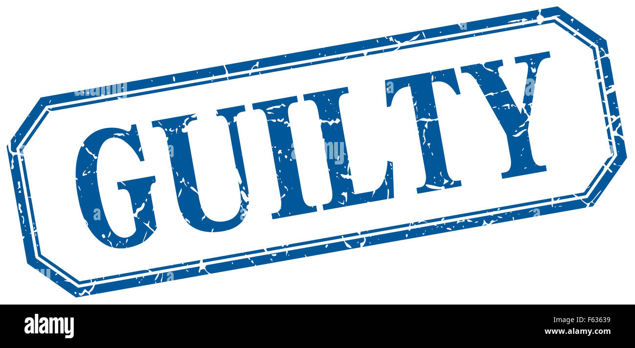 guilty square blue grunge vintage isolated label Stock Photo - Alamy