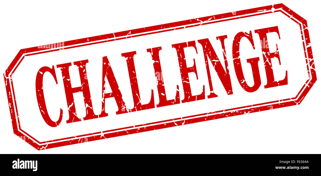 challenge square red grunge vintage isolated label Stock Photo - Alamy