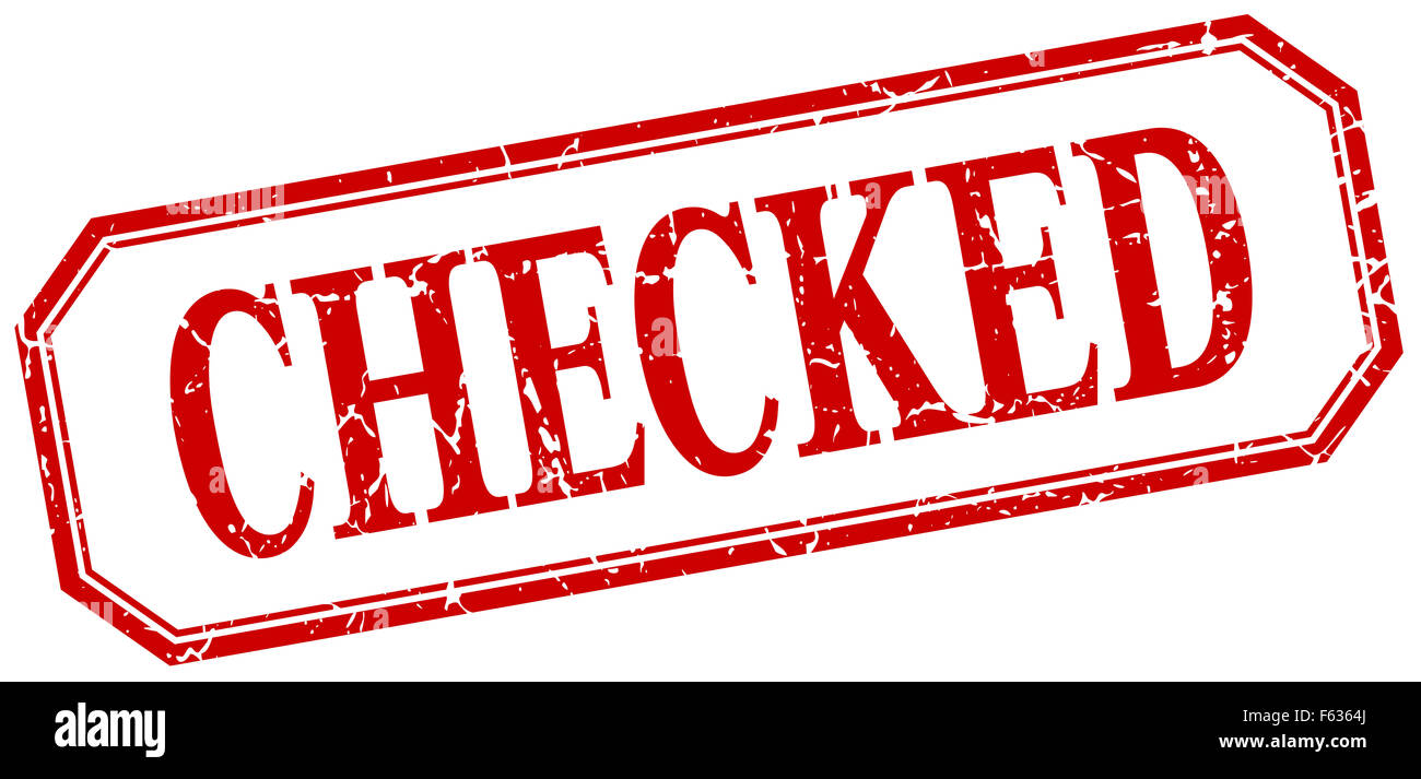 checked square red grunge vintage isolated label Stock Photo - Alamy