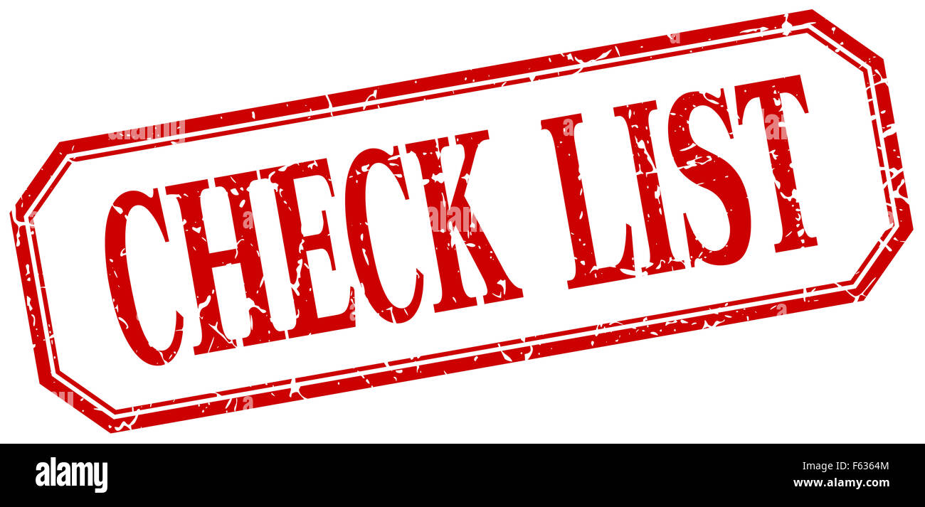 check list square red grunge vintage isolated label Stock Photo - Alamy