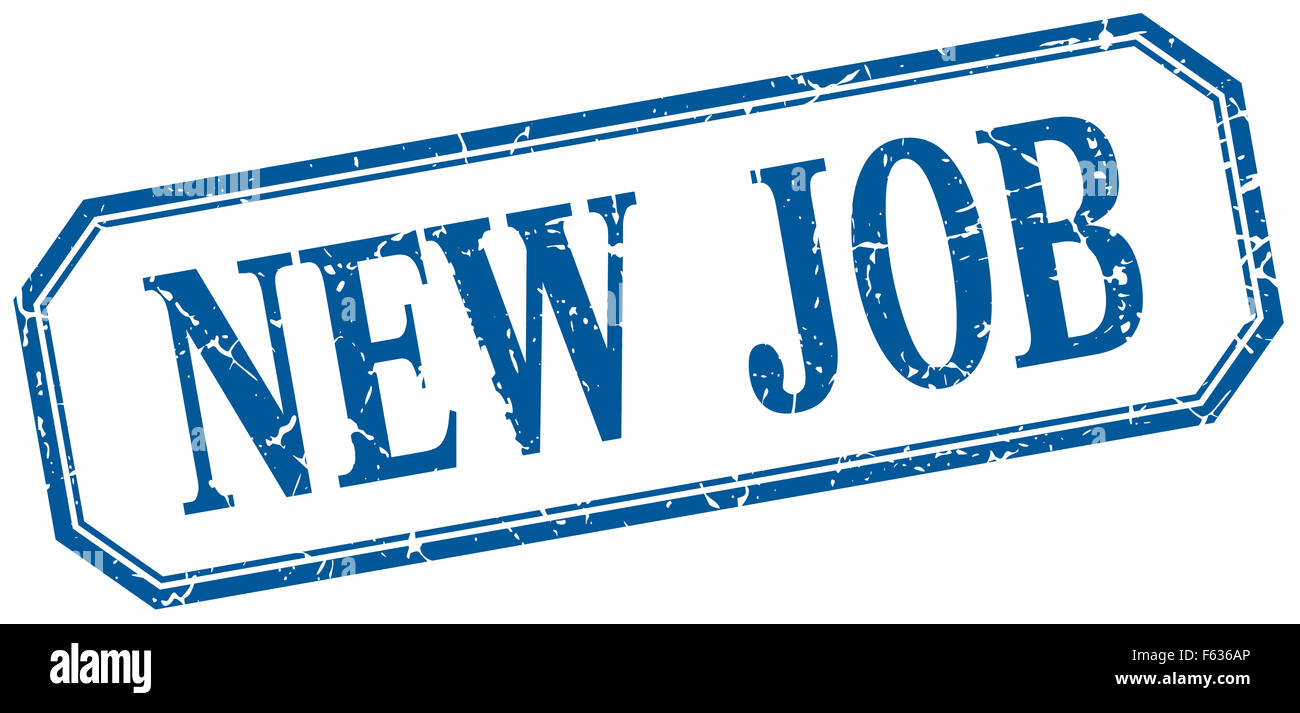 new job square blue grunge vintage isolated label Stock Photo - Alamy