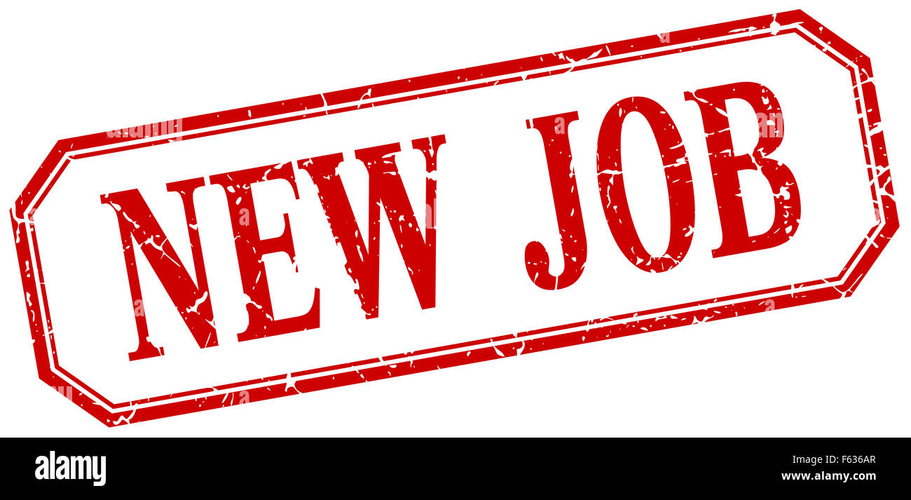 new job square red grunge vintage isolated label Stock Photo - Alamy