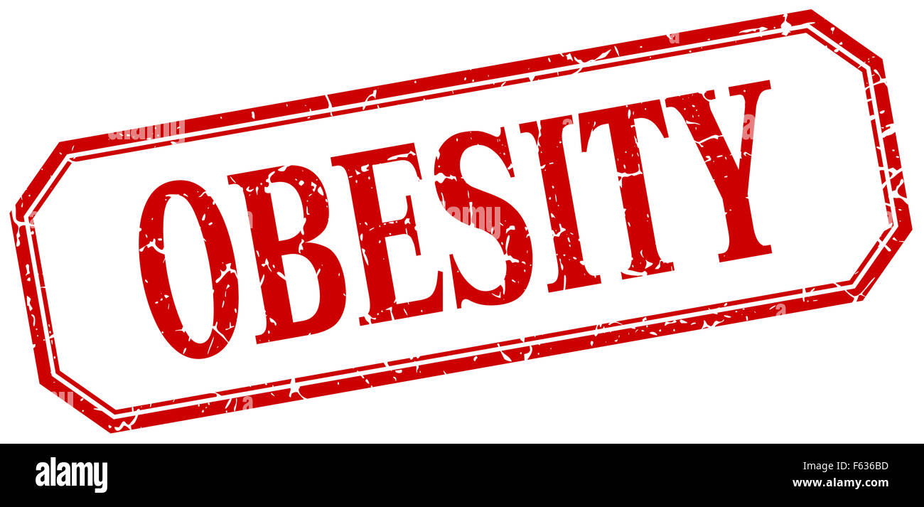 obesity square red grunge vintage isolated label Stock Photo - Alamy