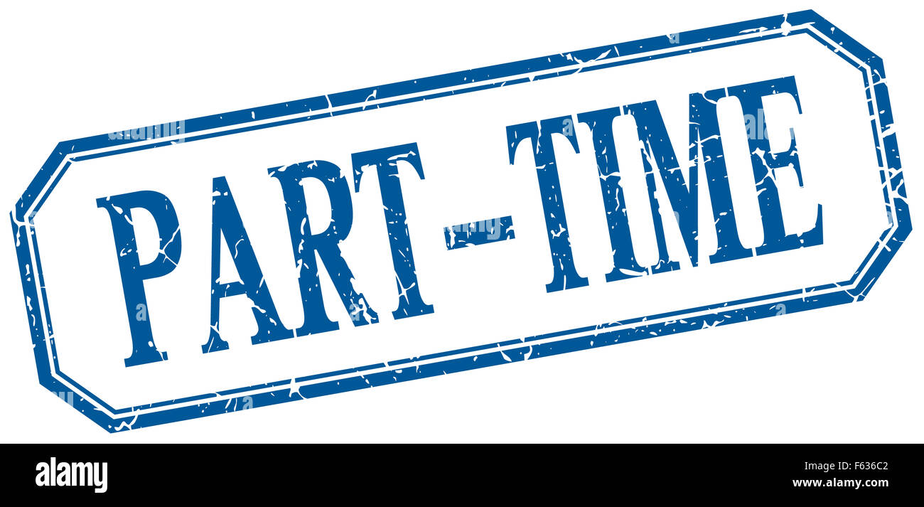 part-time square blue grunge vintage isolated label Stock Photo - Alamy